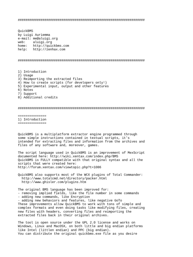 Quick Bms | PDF | Computer File | Command Line Interface