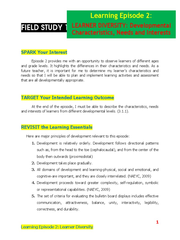 Learner Diversity: Developmental Needs Analysis | PDF | Learning | Preschool