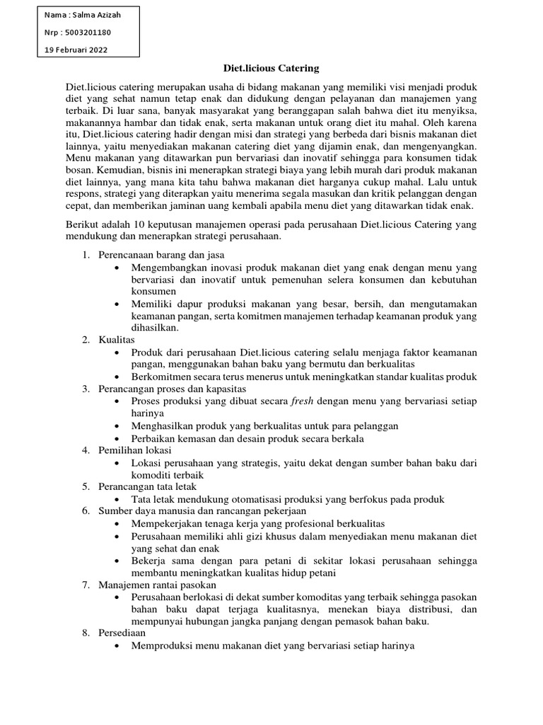 Contoh 10 Keputusan Operasi | PDF