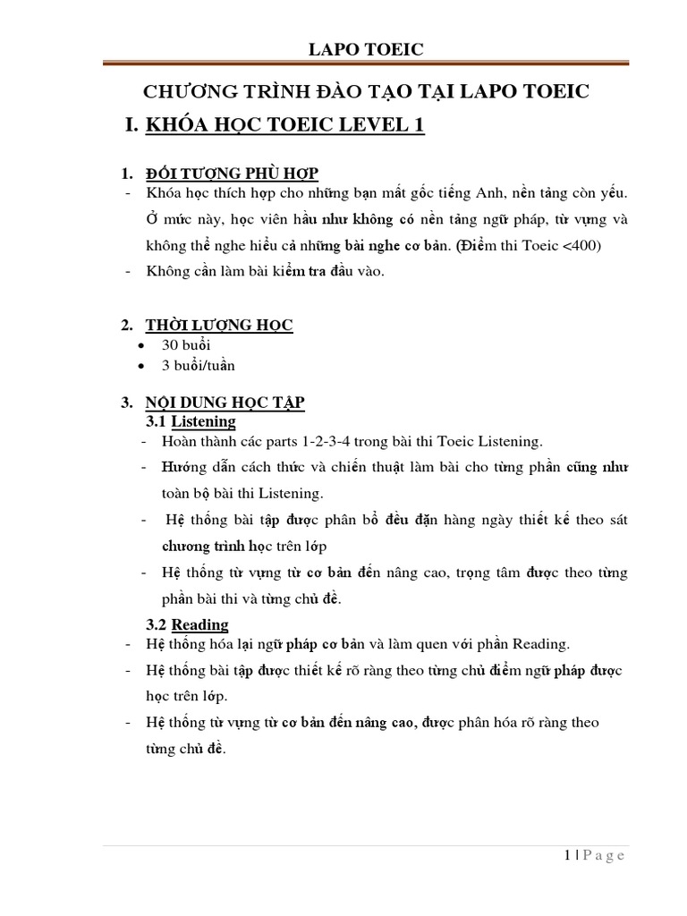 Toeic-Lapo English | PDF