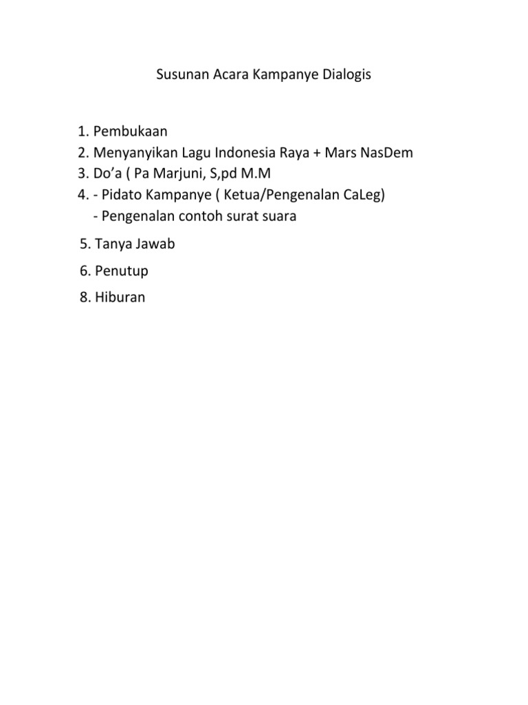 Susunan Acara Kampanye Dialogis | PDF