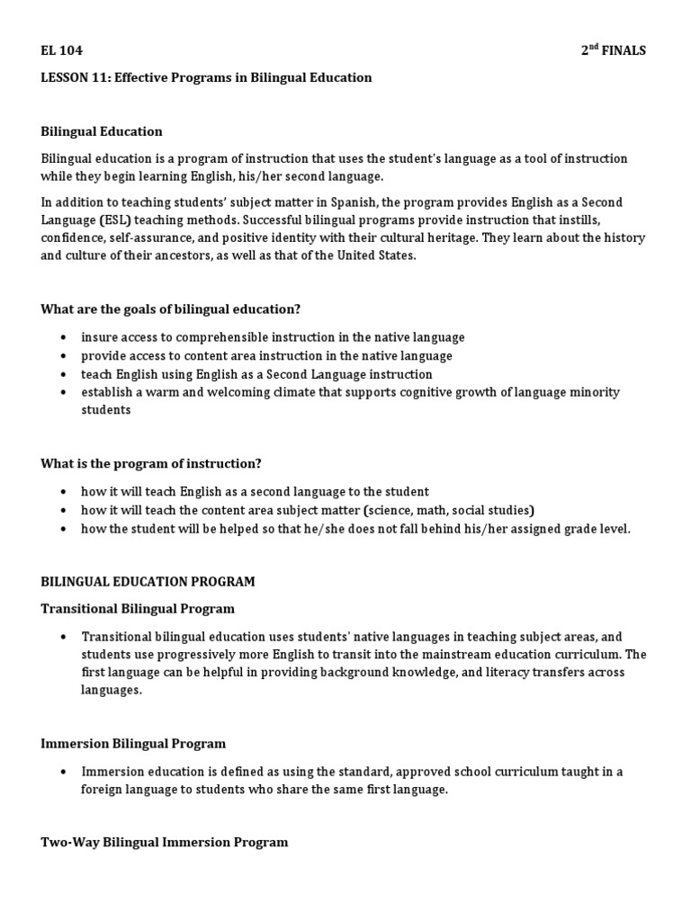 Effective Strategies for Bilingual Education Programs: A Comprehensive ...