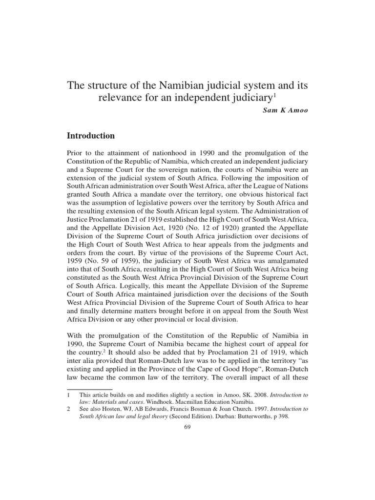 The Structure of The Namibian Judicial System and Its Relevance For An ...