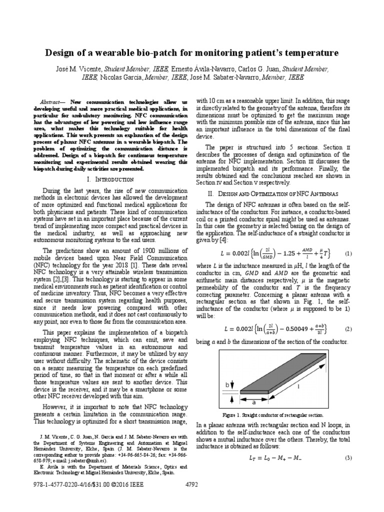 Design of A Wearable Bio-Patch For Monitoring Patient's Temperature ...