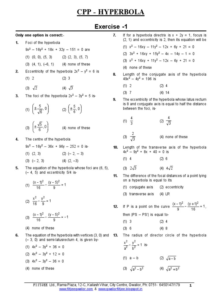 Hyperbola | PDF | Ellipse | Geometric Shapes