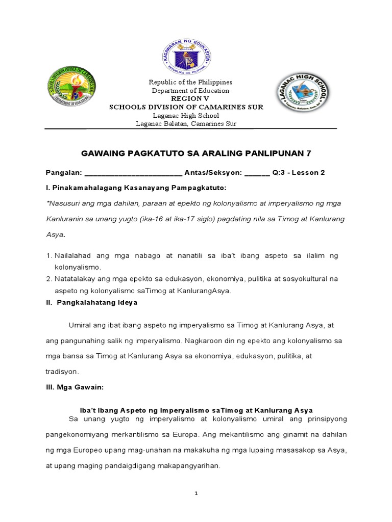 LAS 2 AP7 Q3 6 Pgs | PDF