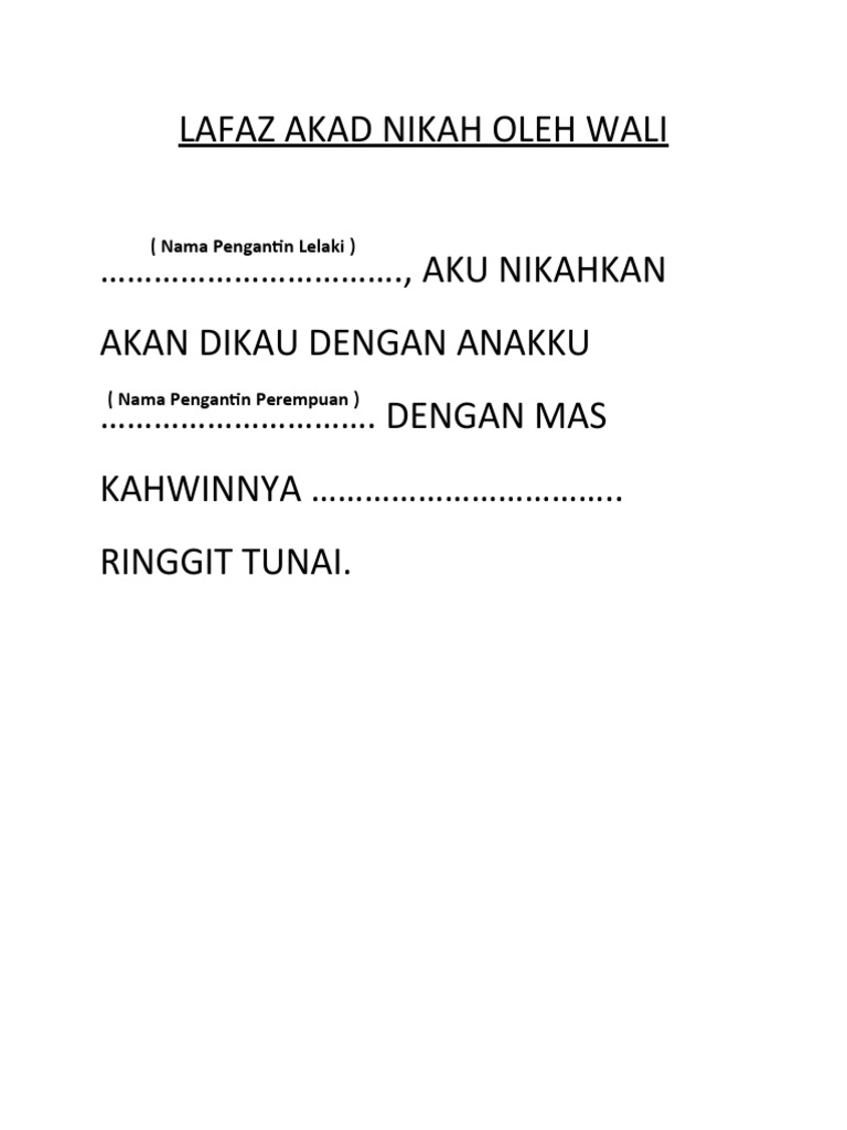 Lafaz Akad Nikah & Ta'liq | PDF