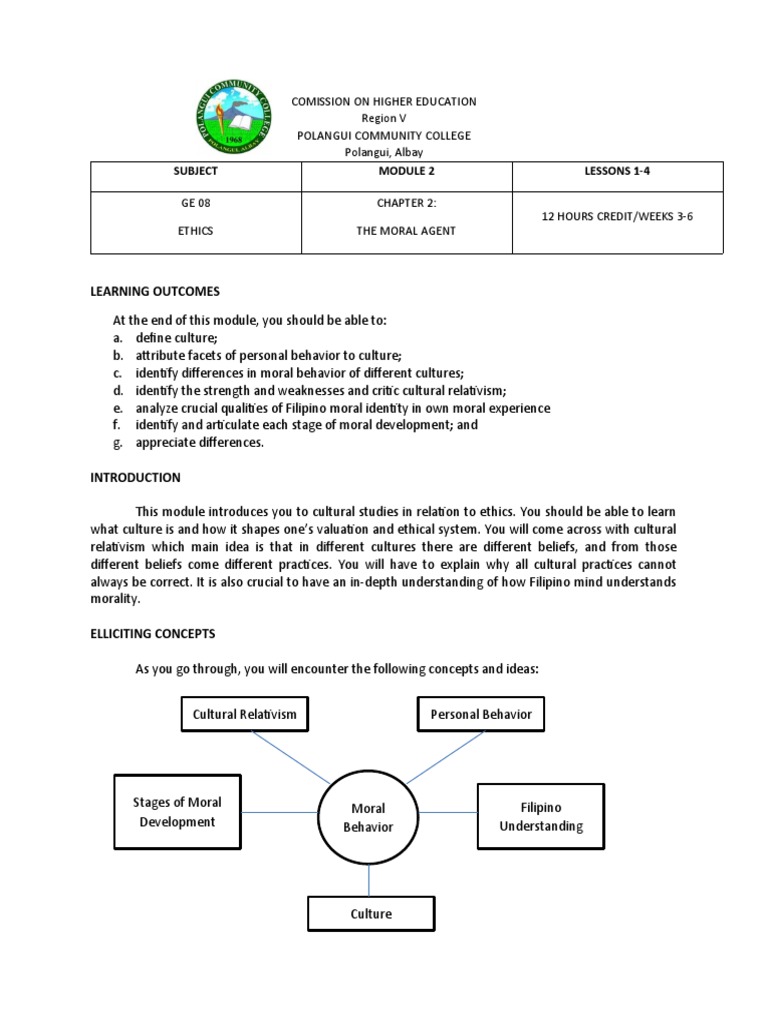 Subject Lessons 1-4: Learning Outcomes | PDF | Morality | Psychology
