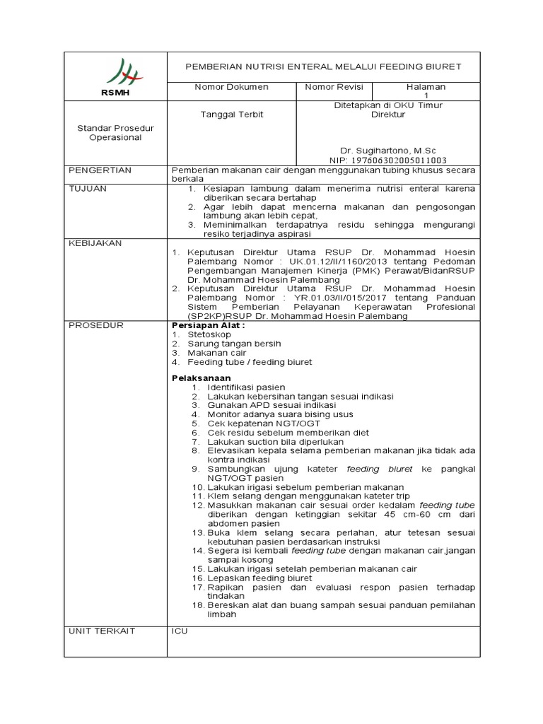 Pemberian Nutrisi Enteral Melalui Feeding Biuret | PDF