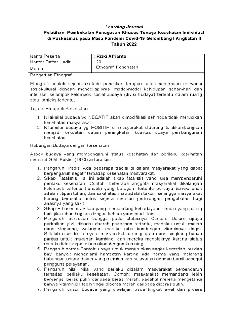 II - 29 - Rizki Afrianto (Etnografi) | PDF