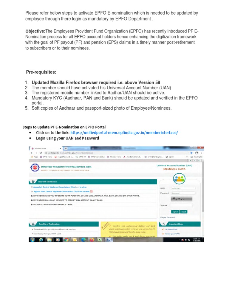 Process Flow For EPF E-Nomination | PDF | Software | Computing