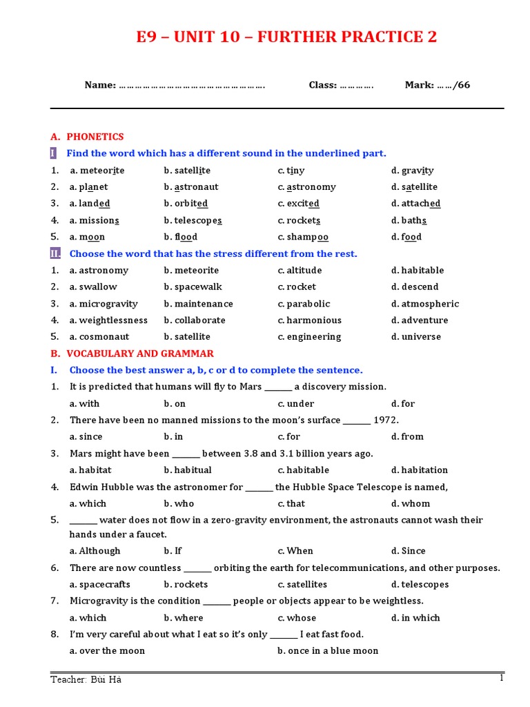 E9 - Unit 10 - Further Practice 2 - Okk | PDF