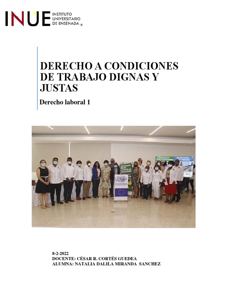 Derecho A Condiciones de Trabajo Dignas y Justas | PDF | Derecho ...