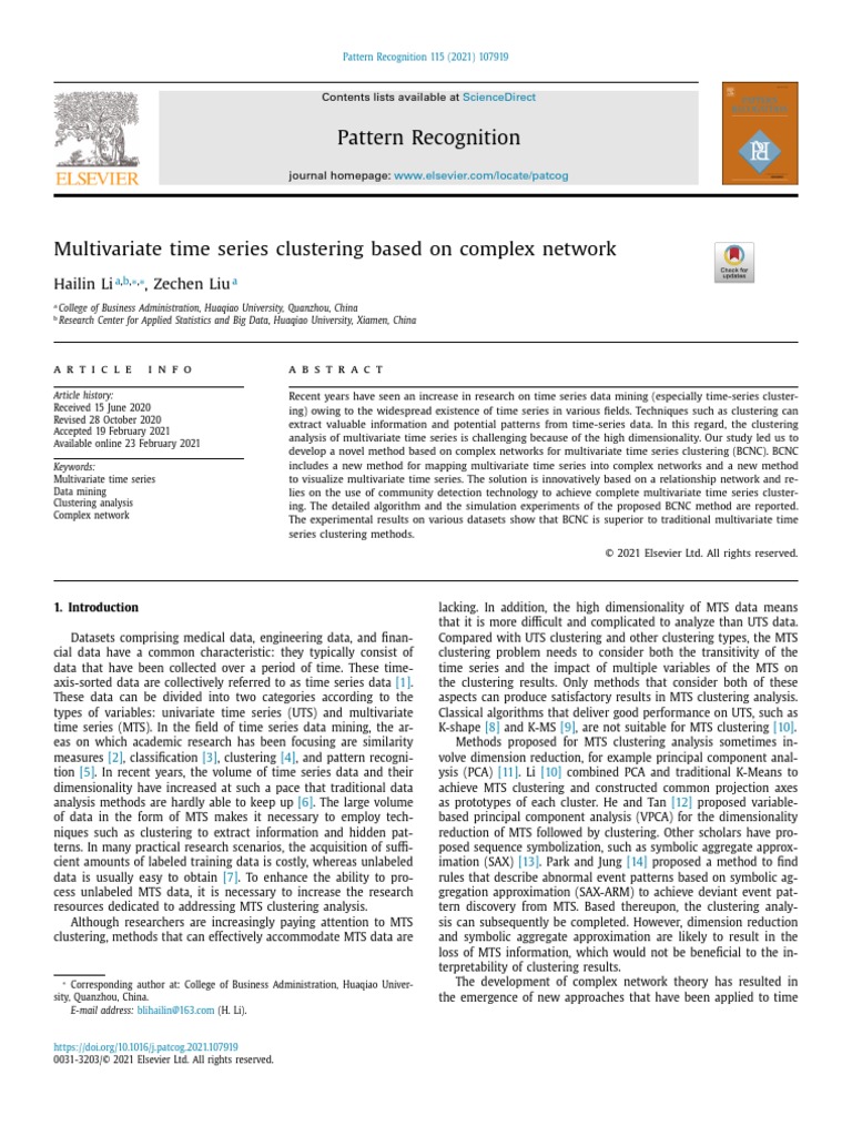 A02-Multivariate Time Series Clustering Based On Complex Network | PDF ...