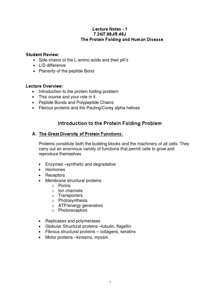 Introduction To The Protein Folding Problem | PDF