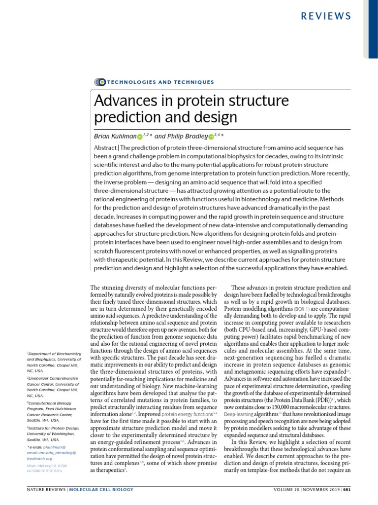 Advances in Protein Structure Prediction | PDF | Proteins | Protein ...