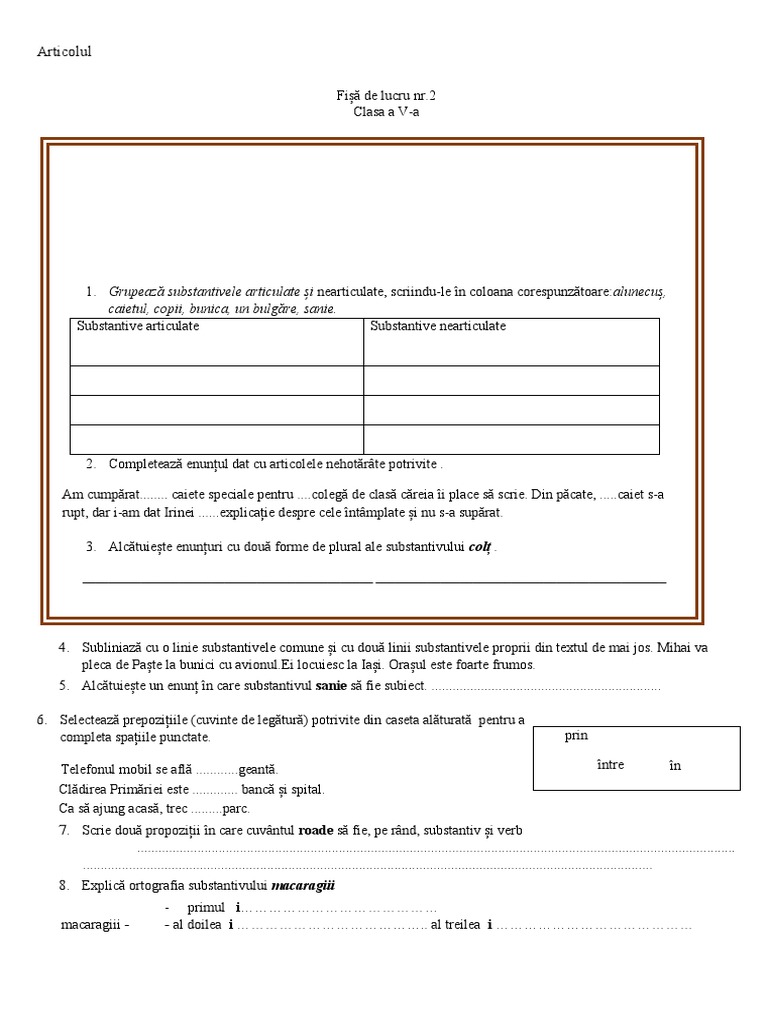 Fisa 2-Substantivul | PDF