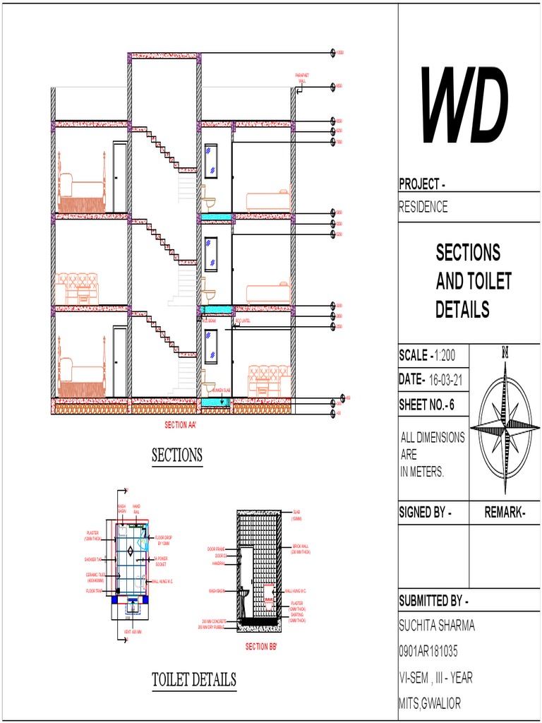 Section and Toilet Details | PDF | Civil Engineering | Architecture