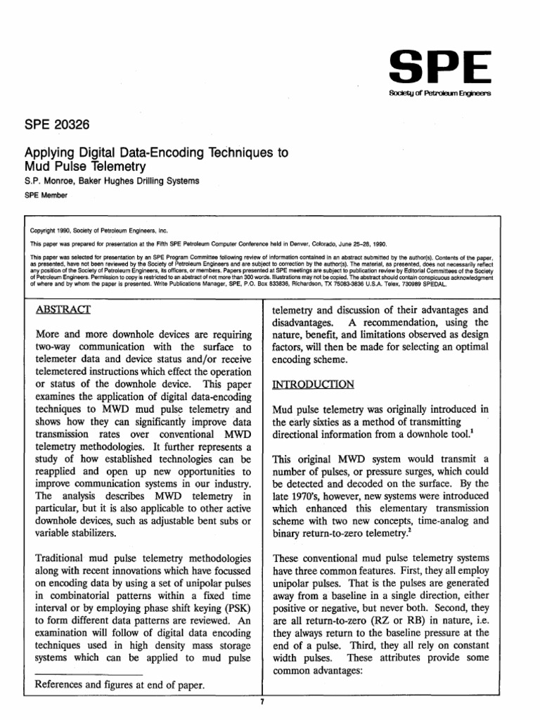 Applying Digital Data-Encoding Techniques To Mud Pulse Telemetry | PDF ...