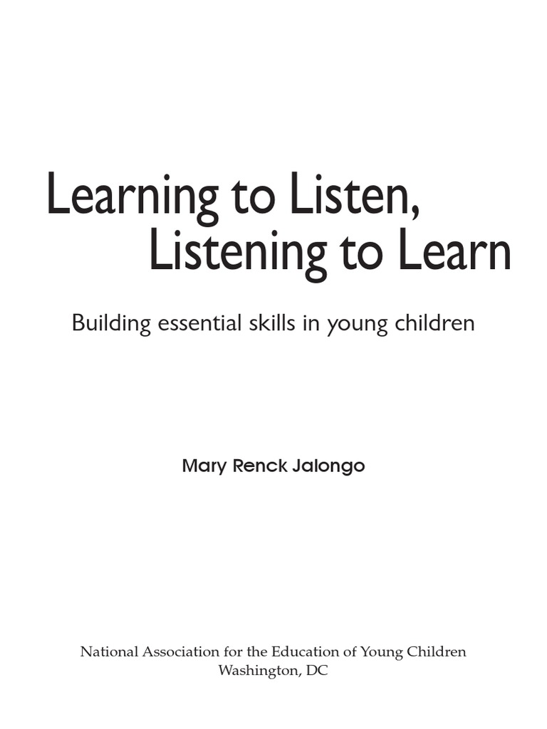 Learning To Listen Listening To Learn | PDF | Teachers | Communication