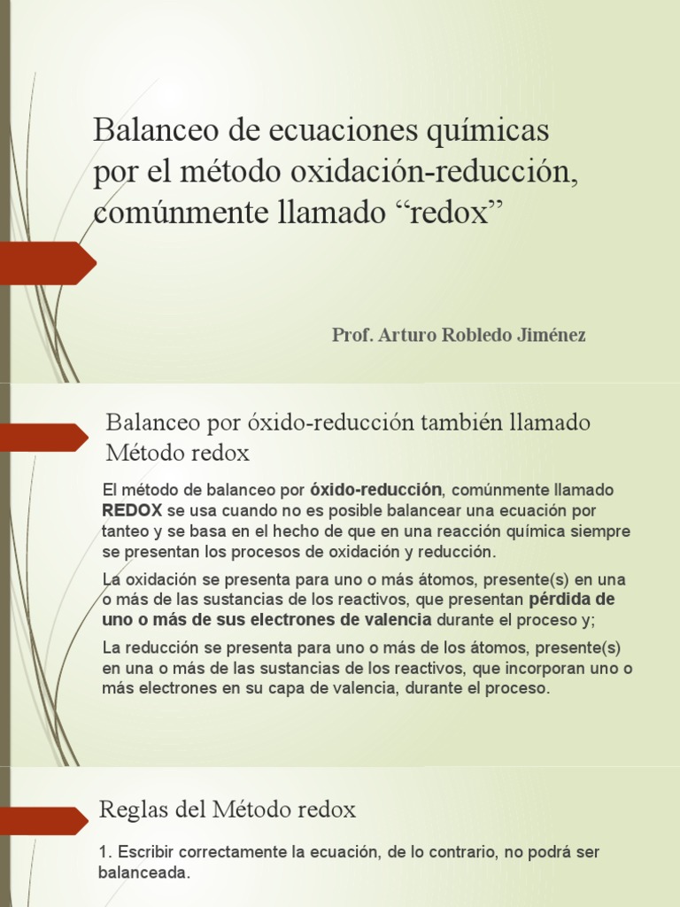 Balanceo Por Metodo REDOX | PDF