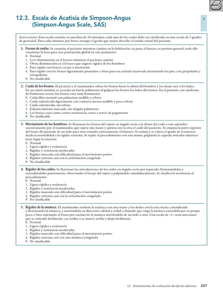 Escala de Acatisia de Simpson-Angus (SAS) | PDF | Rotación ...