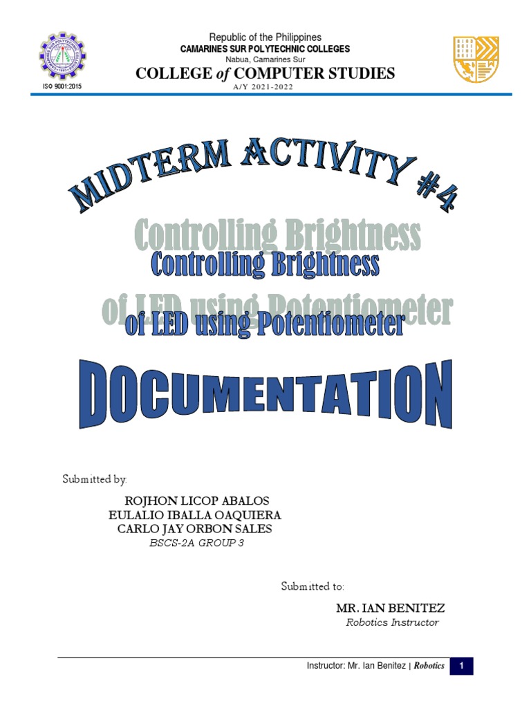 Midterm Act4 - Controlling Brightness of LED Using Potentiometer (Documentation) | PDF | Arduino ...