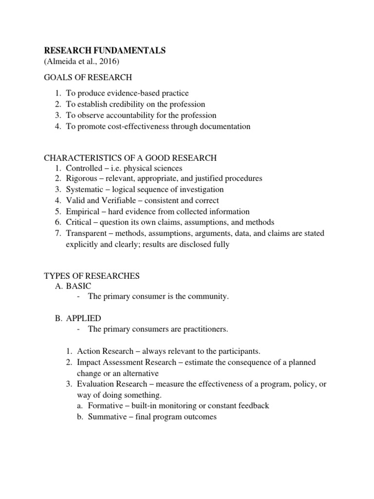 Research Fundamentals: Goals, Characteristics, Types and ...