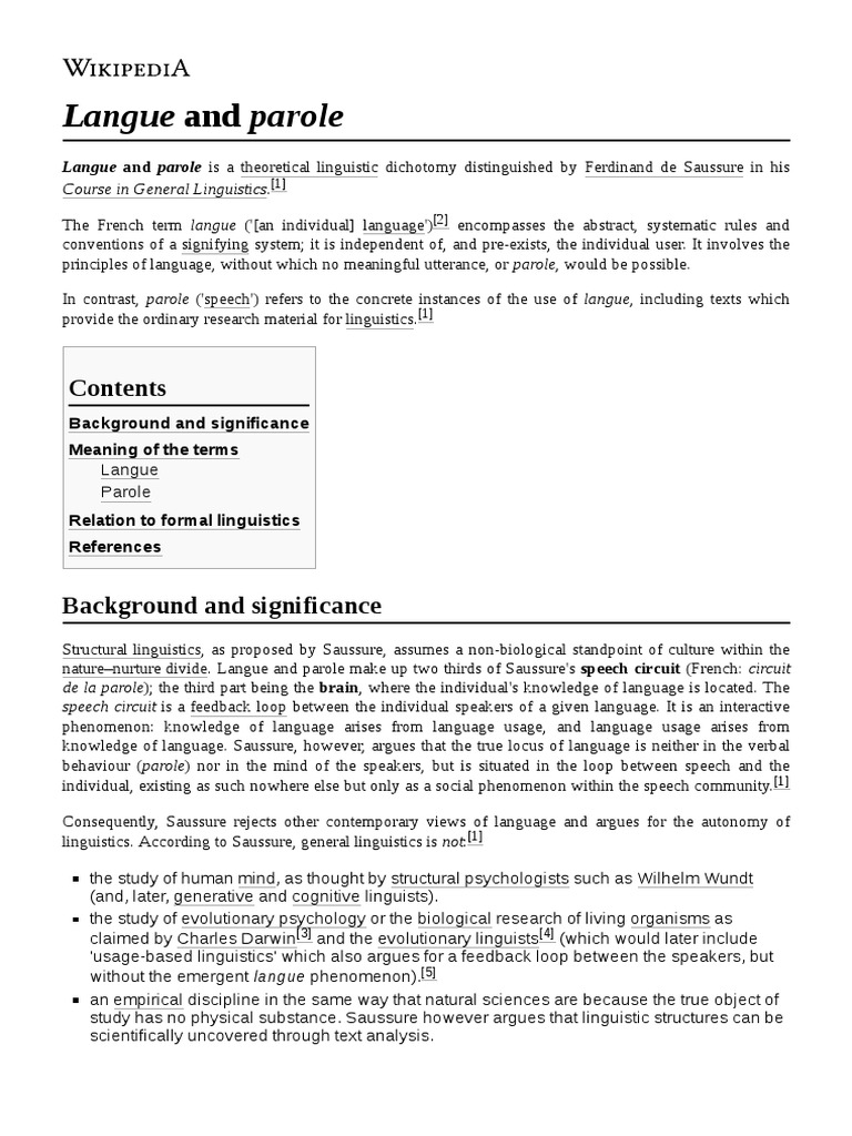 Langue and Parole | PDF | Semiotics | Science