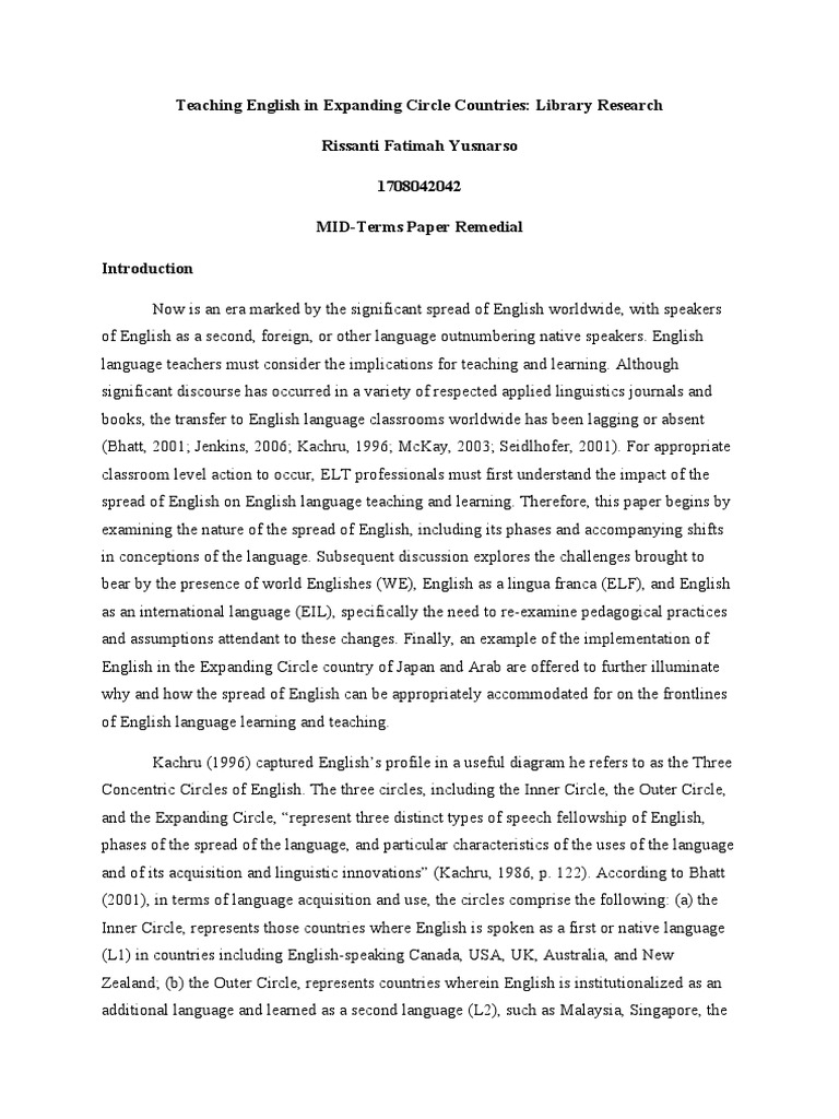 Teaching English In Expanding Circle Countries Pdf English As A