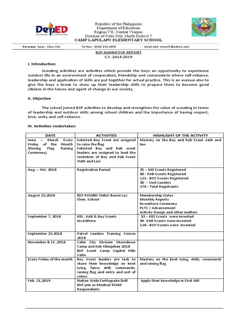 BSP Narrative Report | PDF
