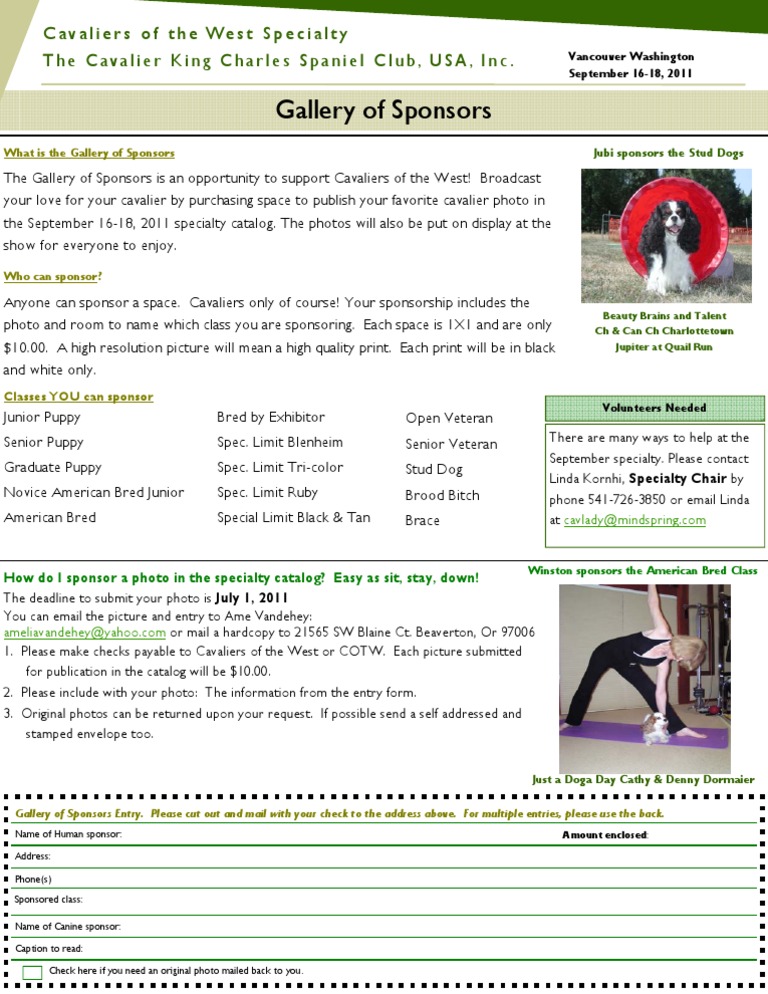 COTW Gallery of Sponsors Printable | PDF | Dog Breeding | Domestication