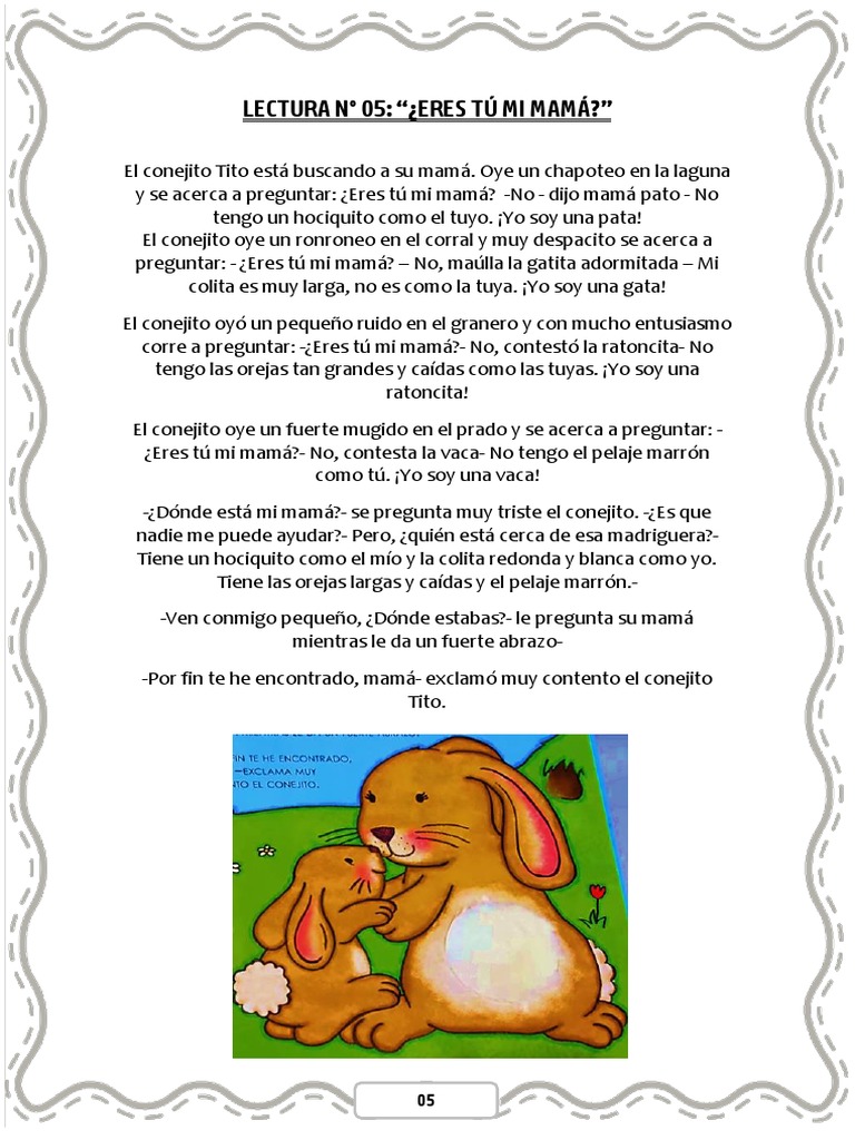Lectura 5 (Eres Tú Mi Mamá) | PDF