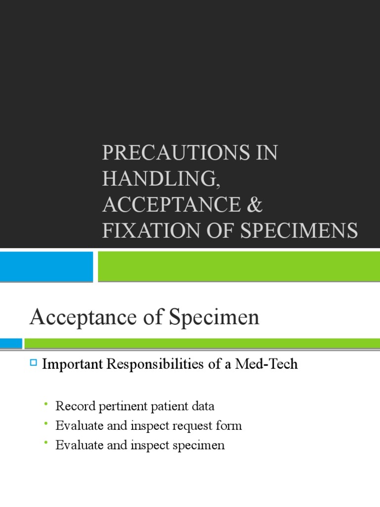 Precautions in Handling, Acceptance & Fixation of Specimens | PDF ...