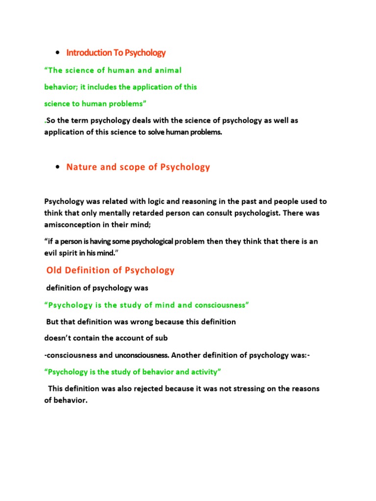 Intro To Psychology | PDF | Psychology | Mind
