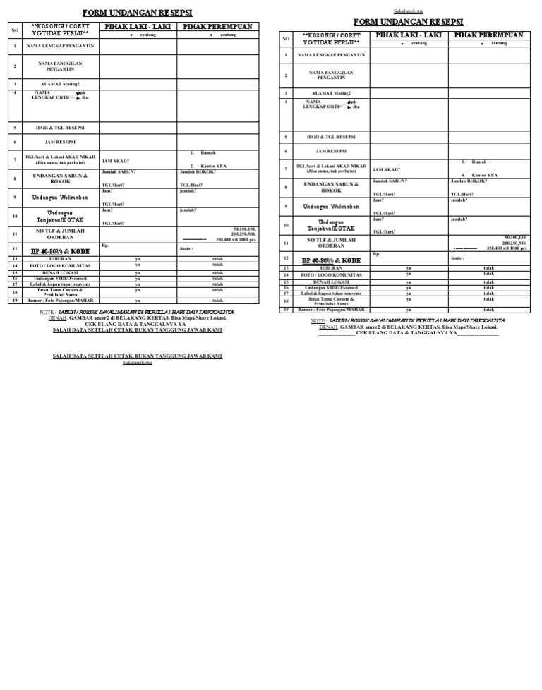 Form Undangan Pernikahan | PDF