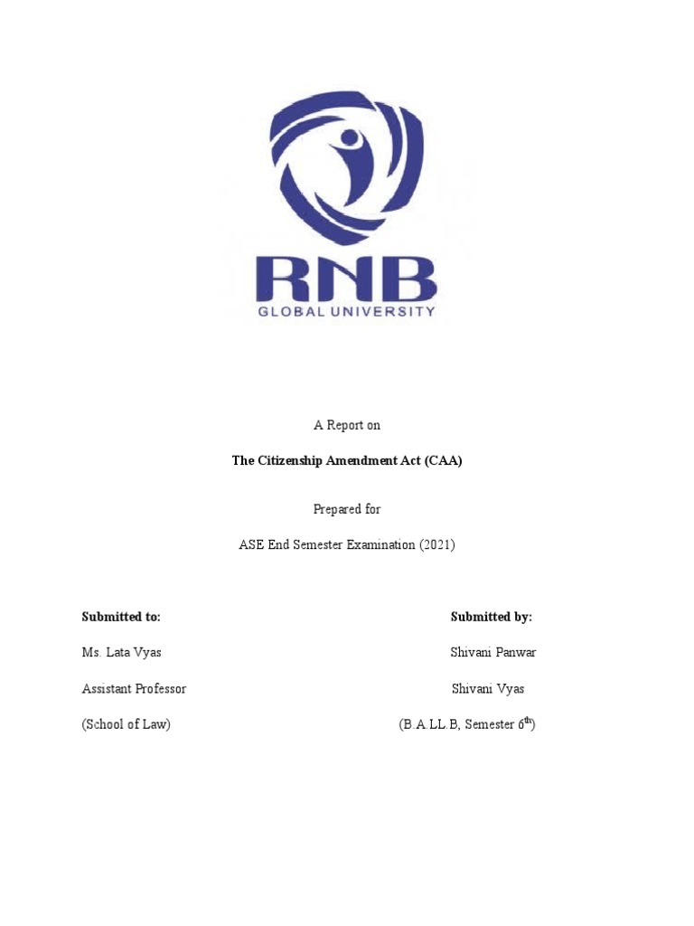 The Citizenship Amendment Act (CAA) | PDF | Cultural Globalization ...