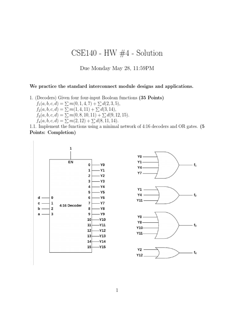 Digital Logic Design HW4 Solution | PDF | Computer Engineering | Logic Gate