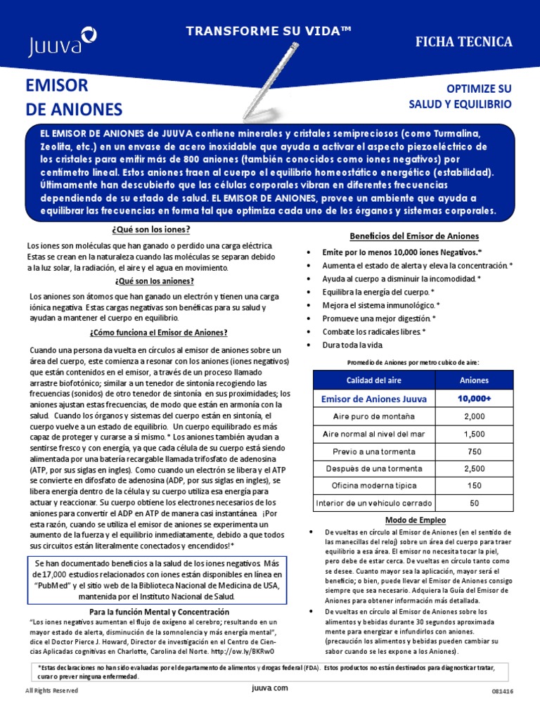 Emisor de Aniones: Transforme Su Vida™ | PDF