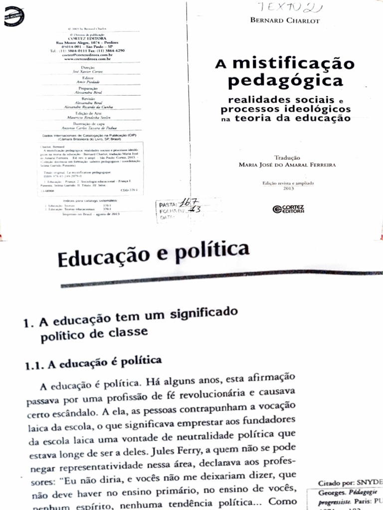 (2013) - A Mistificação Pedagógica - Bernard Charlot | PDF
