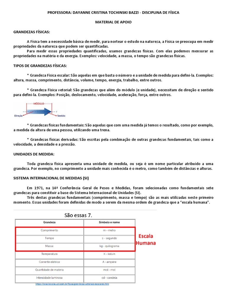 Grandezas Físicas e Unidades de Medida | PDF | Física | Sistema ...