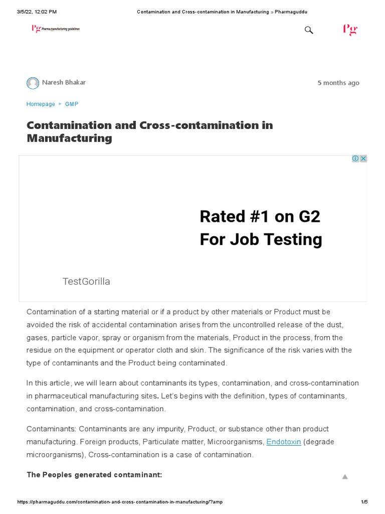 Contamination and Cross-Contamination in Manufacturing Pharmaguddu ...