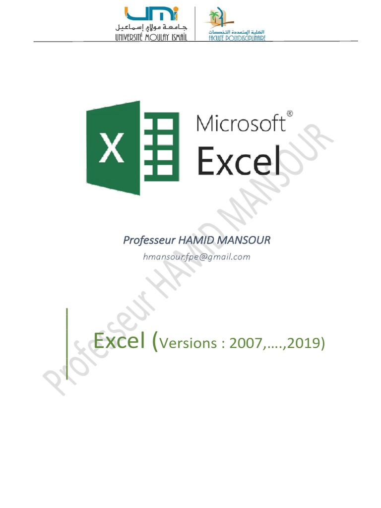 Chapitre 1 Excel-1 | PDF | Microsoft Excel | Microsoft Office