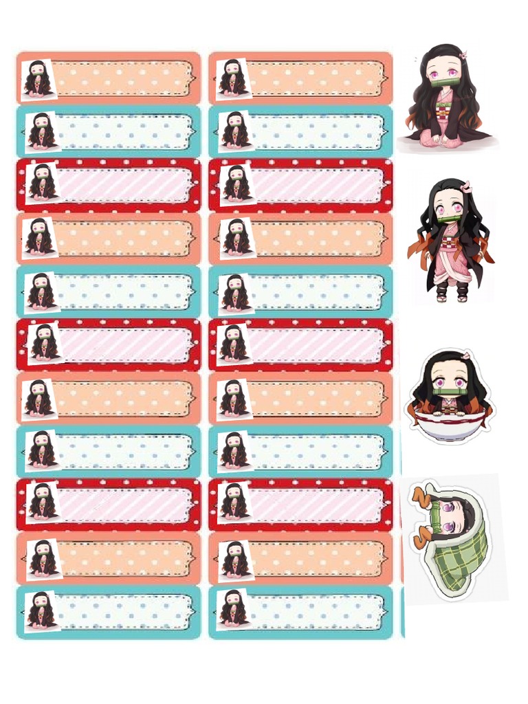 Kit Etiketas Escolar Demon Slayer | PDF