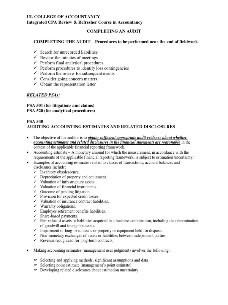 Completing The Audit | PDF | Going Concern | Audit