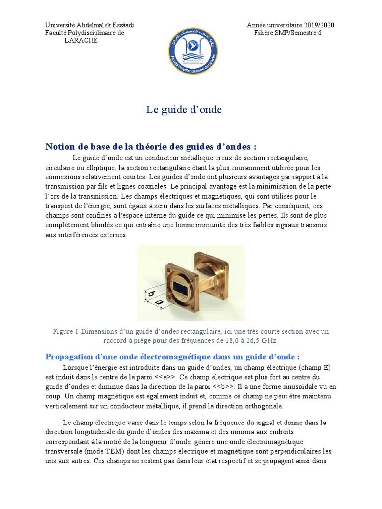 Rapport Le Guide D'onde | PDF | Vagues | Radiation électromagnétique