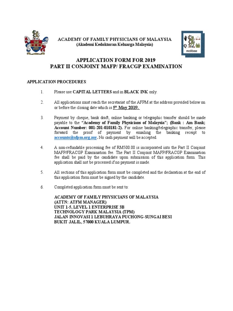 Conjoint MAFP FRACGP Part II Examination | PDF | Banks | Identity Document