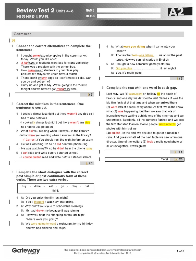 A2 Test Review 456 | PDF | Foods | Cuisine