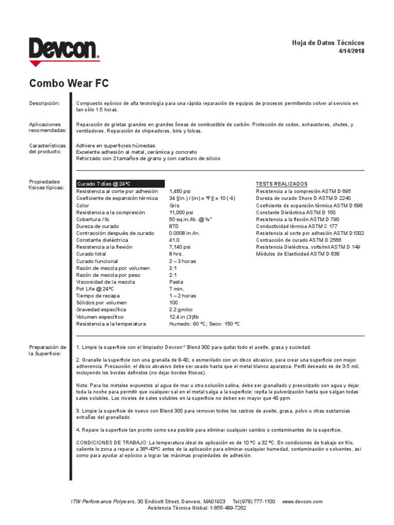 Tds Devcon Combo Wear Es | Descargar gratis PDF | Agua | Compuestos ...