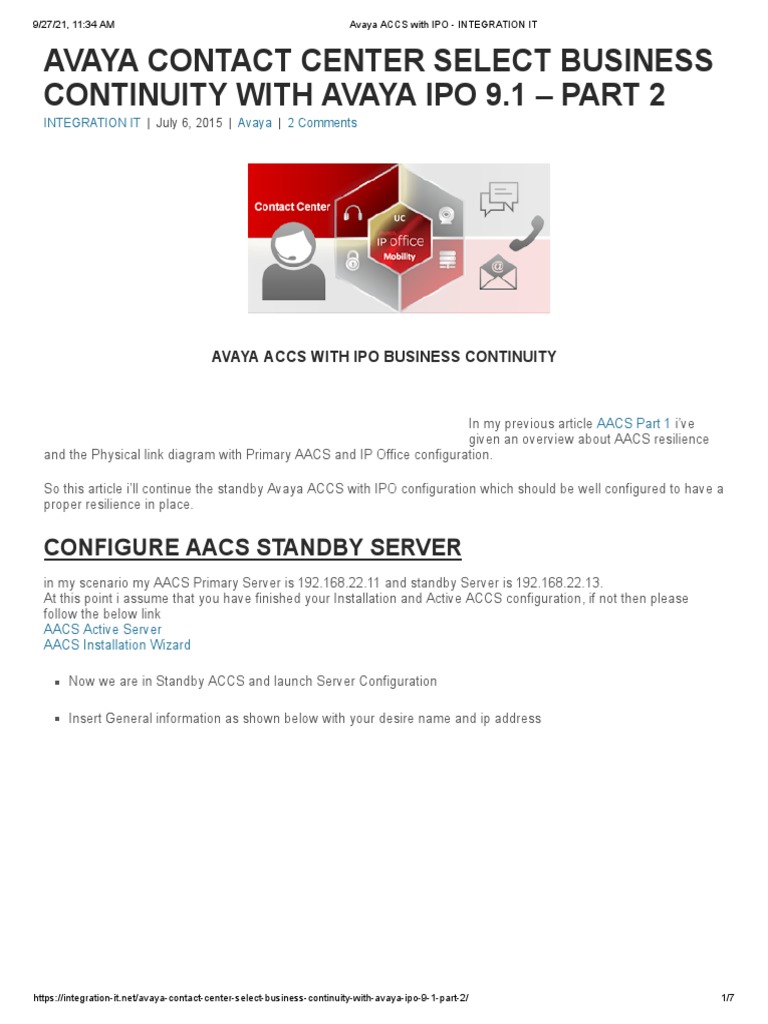Avaya ACCS with IPO Configuration Guide | PDF | Session Initiation ...